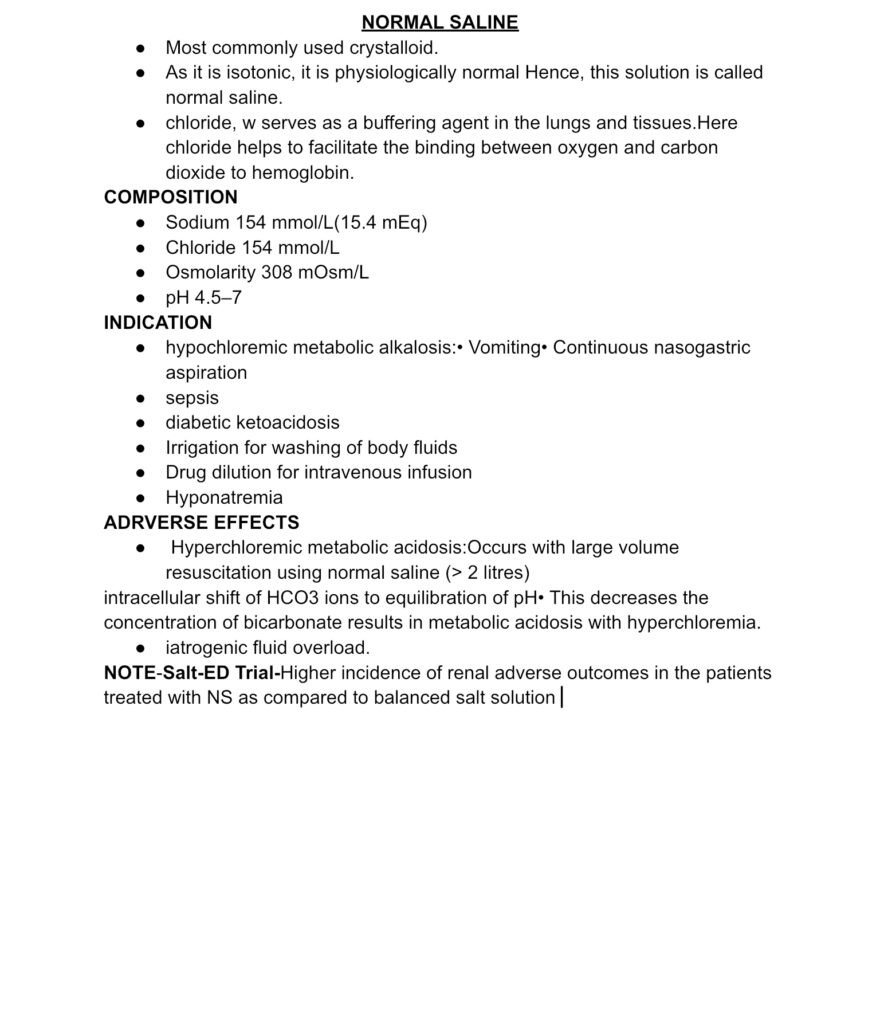 Normal Saline - ICUNOTES